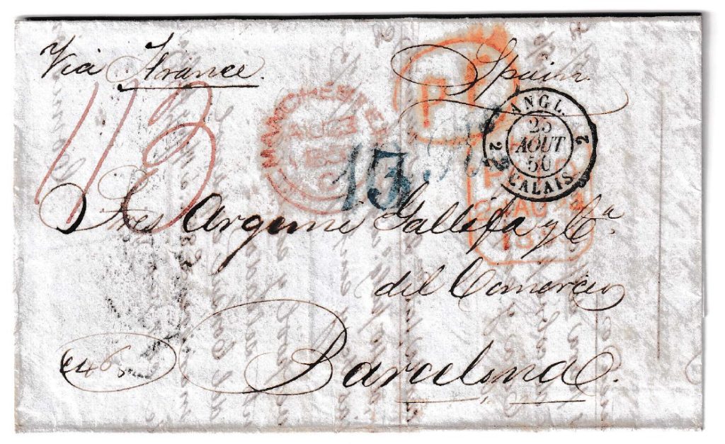 1850. Carta de Manchester a Barcelona - 8Reales